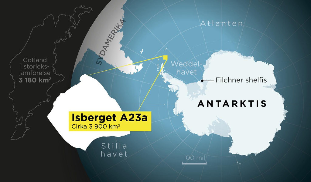 Världens största isberg på drift