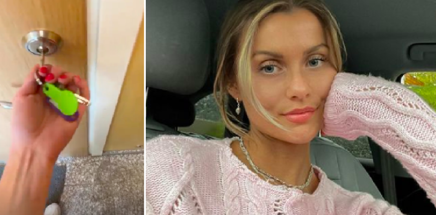 Erica Lindberg visar upp första bilderna på nya lägenheten