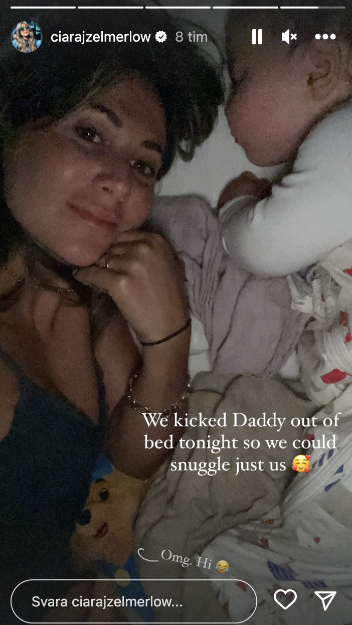 Ciara Janson Zelmerlöws nya bild från sovrummet: "Sparkade ut Måns"