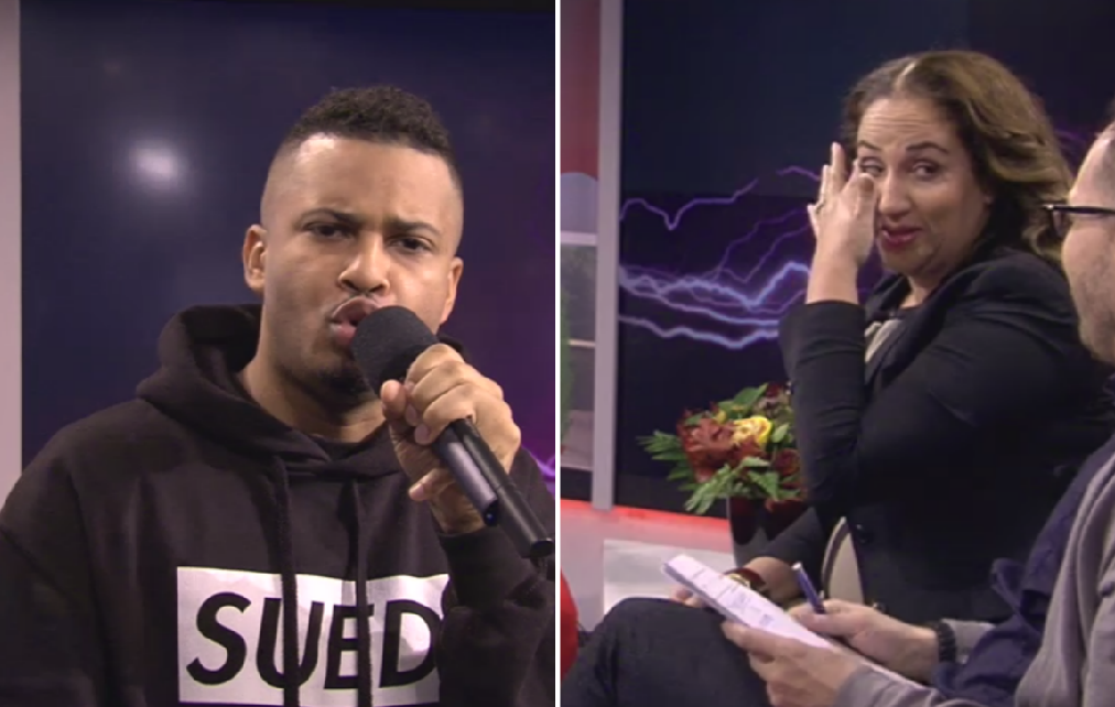 Han rappar acapella i tio minuter – får programledaren att gråta