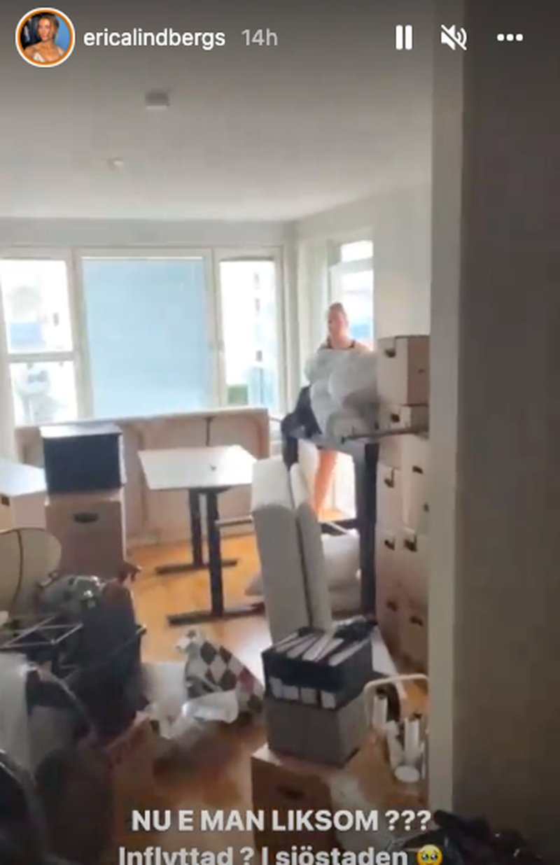 Erica Lindberg visar upp första bilderna på nya lägenheten