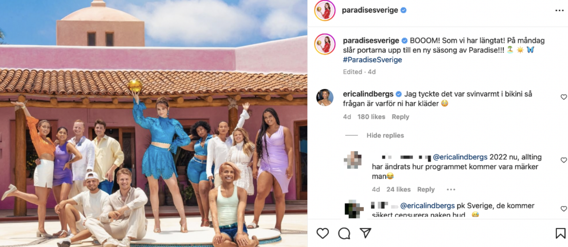 Paradise 2022: Erica Lindberg har upptäckt konstig detalj i bilden
